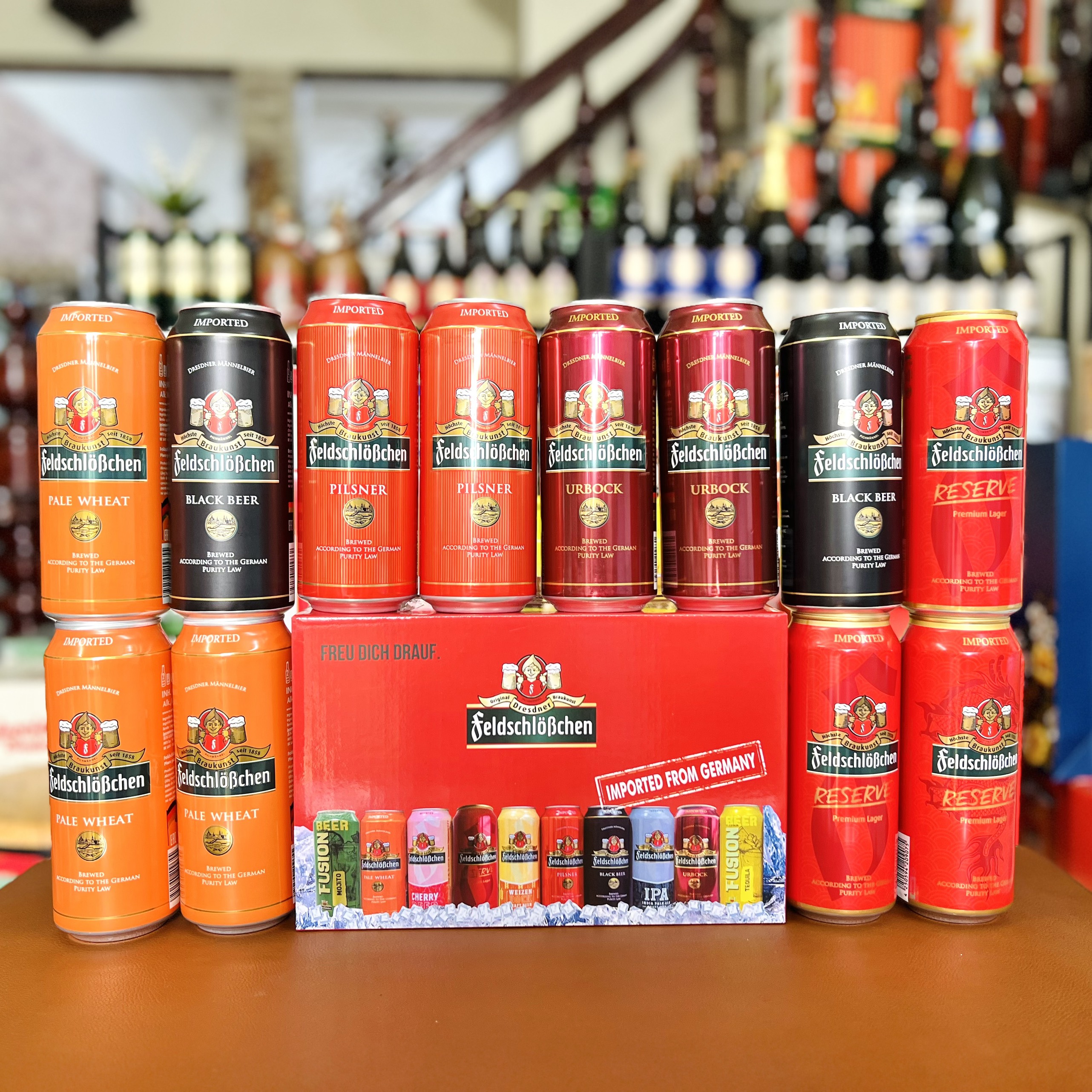 Combo 12 Lon Bia Đức Feldschlobchen - 5 Loại - Lon 500ml | Beer House